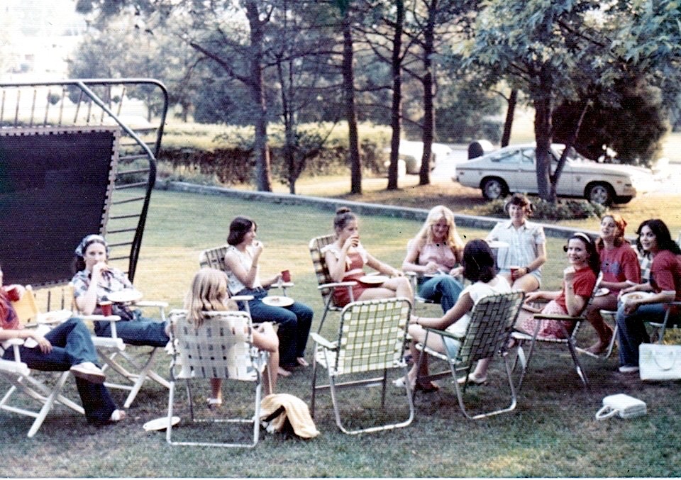 DOPS gathering in Sue Howard’s backyard May ‘75. Clockwise from left ...
